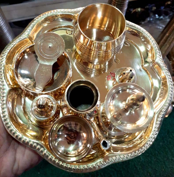 Ashtamangalya Set / Brass Pooja thali Set -Worship thali -Aarti Pooja ...