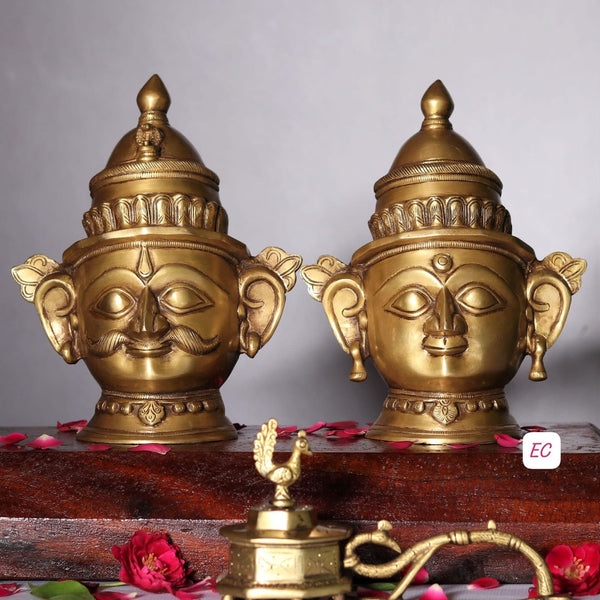 Brass Shiva Gauri Head God Idol Statue Mukhalinga Parvati Face, Table ...